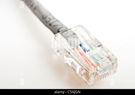 Internet data cable isolated on black background. LAN cable patch cord ...
