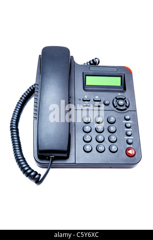 black IP phone isolated on white background closeup Stock Photo - Alamy