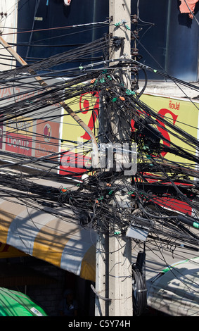 very messy electric cables in asian city, kathmandu,nepal Stock Photo ...