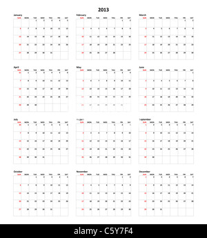 Simple 2013 year calendar Stock Photo - Alamy