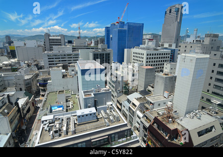 Aerial view of the city of Hiroshima, Japan, with the aiming point of ...
