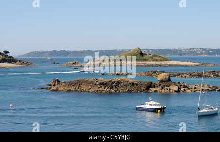 The ferry leaves St. Peter Port, Guernsey for the island of Sark Stock ...