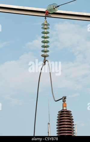 High-voltage wire connections Stock Photo - Alamy