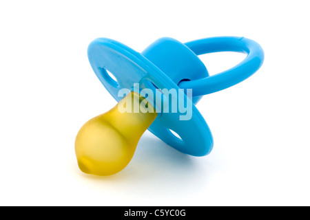 Blue baby dummy isolated on white Stock Photo - Alamy