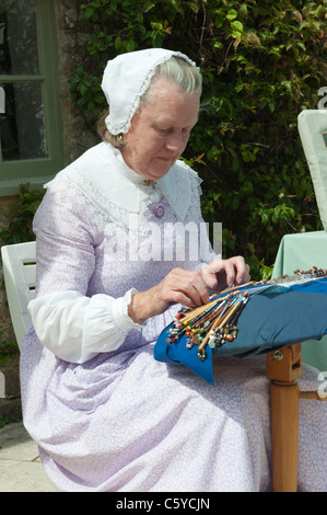 Production Of A Lace With Bobbins Stock Photo - Alamy
