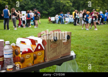 Tim Horton's Timbits boxes (10 pack) at a picnic table Stock Photo - Alamy