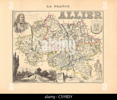 MAP OF ALLIER FRANCE Stock Photo - Alamy