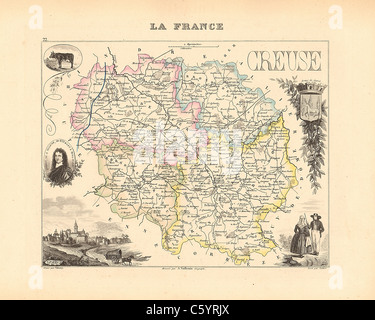 Map of Creuse from La France et ses Colonies. Atlas Illustre Cent ...