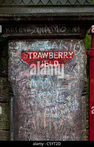 Sign of Strawberry Fields Stock Photo - Alamy