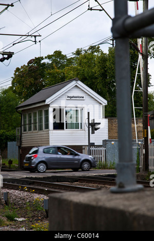 Level Crossing and Signal Box at Ingatestone Stock Photo - Alamy
