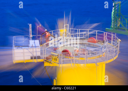 Transition piece in place on the foundation monopile from the deck of ...