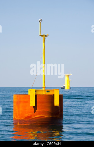 A monopile, the foundation for a wind turbine on the Walney offshore ...
