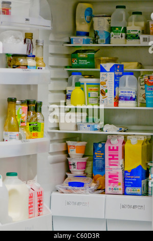 Inside a fridge with the door open Stock Photo - Alamy