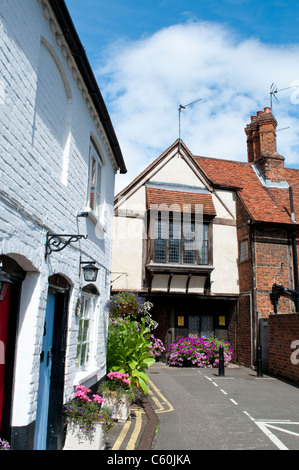 Street with flowers, Bray, Berkshire, England, UK Stock Photo - Alamy