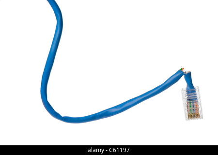Cut network cable isolated on white background Stock Photo - Alamy