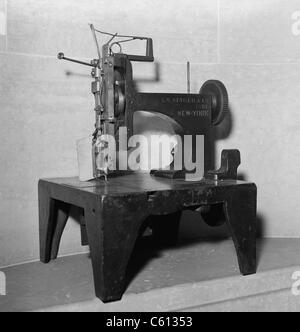 First lockstitch sewing machine, patented by Elias Howe (1819-1867 ...