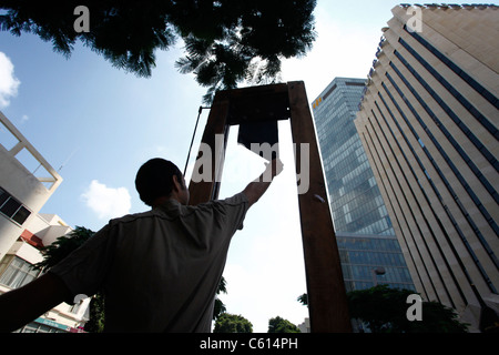 A guillotine installation, the symbol of the French Revolution placed ...