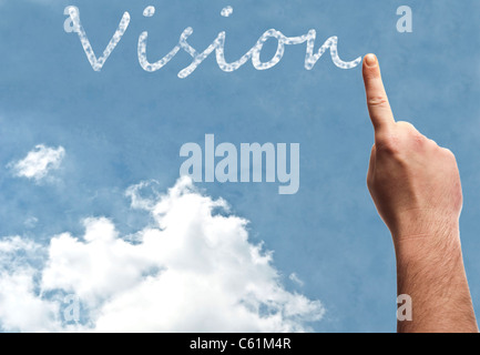 Hand writing sign Vision Of The Future, Business approach Seeing ...