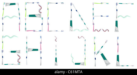 M to Z letters made of toothbrushes and toothpaste Stock Photo - Alamy