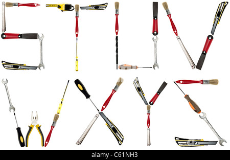 A to F letters made of different hand tools Stock Photo - Alamy
