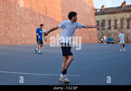 Italy, Piedmont, Monferrato, Grazzano Badoglo, a tamburello play ...