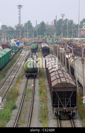 Russia. St. Petersburg. Railroad. Railroad tracks. Railway carriages ...