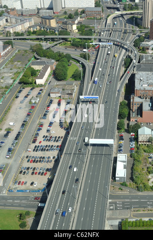 Aerial view of the M8 motorway and The Glasgow Kingston Bridge crossing ...