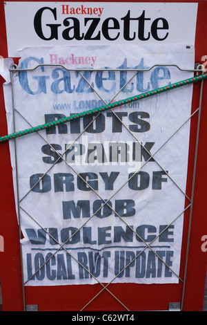 The local Hackney Gazette newspaper stand announces the latest news in ...