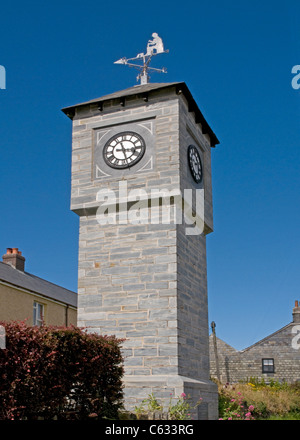 Attractive clock tower in Delabole village with facade entirely of ...