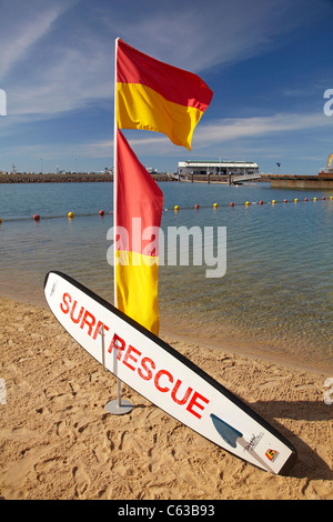 Australian surf rescue swim between the flags, red and yellow surf ...