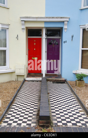front doors with checkered path Horsham Sussex United Kingdom Stock ...