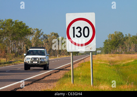 130km speed sign, Stuart Highway near Darwin, Northern Territory ...