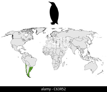 magellanic penguin distribution map Stock Photo - Alamy