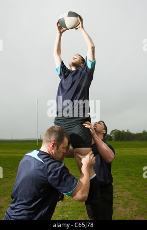 rugby player jumping lineout Stock Photo - Alamy