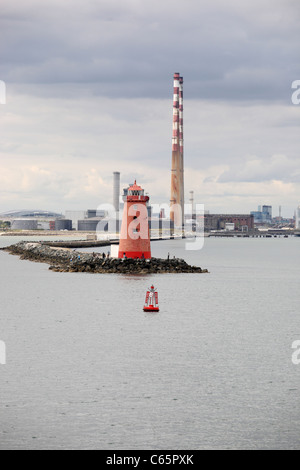 Poolbeg power station at the entrance to Dublin harbour with oil ...