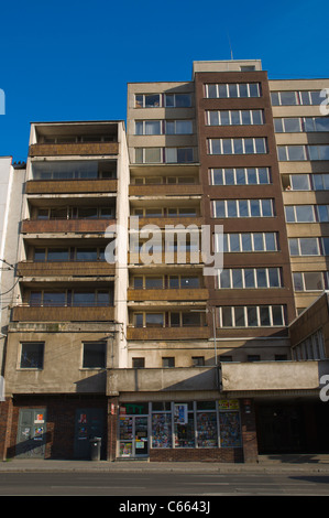 The facade of a communist-era housing block, in Bratislava, Slovakia ...