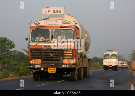 Liquid Propane Gas tanker truck, owned by Indian Oil, on the road Stock ...