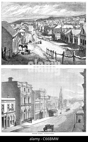 Princes Street. Dunedin. New Zealand 1890 old antique vintage print ...