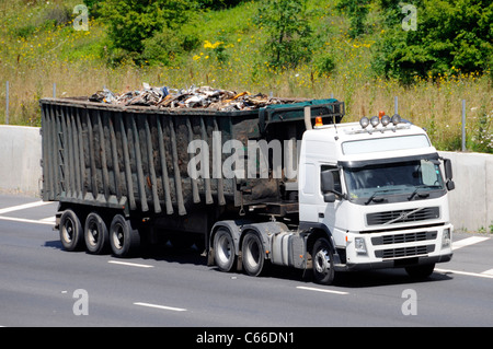 Lorry with trailer loaded with scrap metal on motorway Stock Photo - Alamy