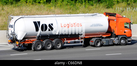 Foreign hgv lorry truck & trailers at overnight motorway parking on ...