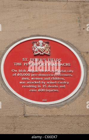Peterloo plaque, Manchester Stock Photo - Alamy