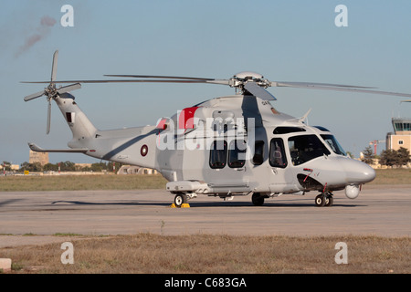 AgustaWestland AW139 helicopter of the Qatar Emiri Air Force. Closeup ...