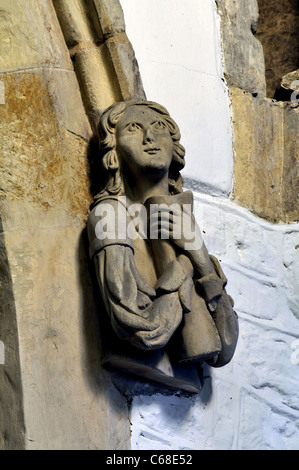 A carved corbel stone in All Saints Church, Allesley, West Midlands ...