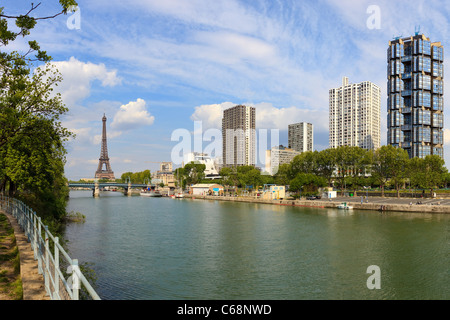 View of the Eiffel Tower and Beaugrenelle in Paris, France on June 14 ...