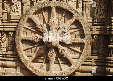 Sculpted chariot wheels at the Sun Temple, Konark, Orissa, India Stock ...