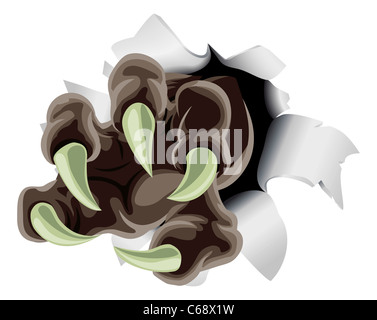 Monster breaking through and Halloween fear background or creepy green ...