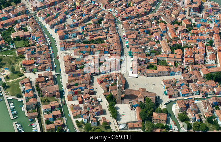 Aerial view of Burano island, Venice lagoon, Italy, Europe Stock Photo ...