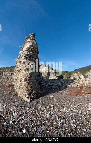 Eroded limestone cliffs on Blast Beach near Seaham in County Durham ...
