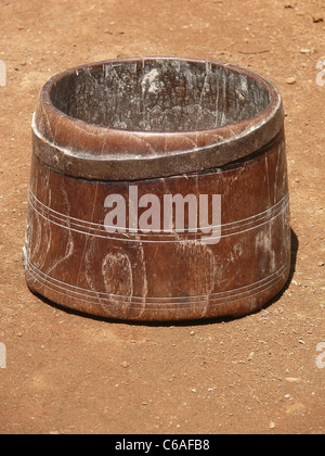 Traditional wooden grain measuring pot called Payali in marathi ...