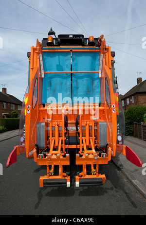 bin lorry rear view back on the street showing rubbish disposal ...